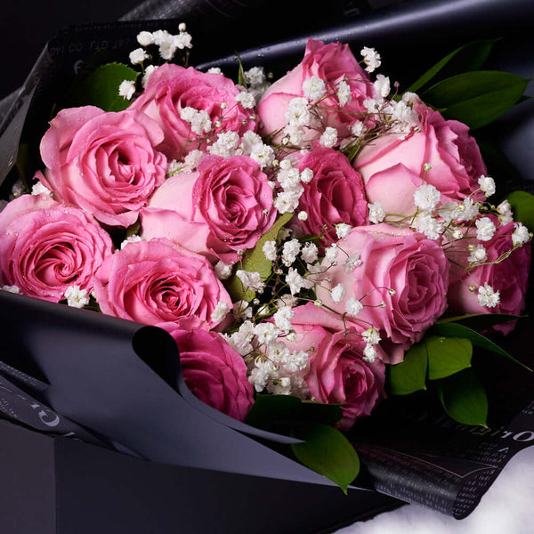 Rose Gifts | Valentine’s Day Dozen Pink Rose Bouquet With Box ...